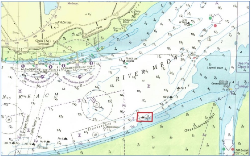 Submerged Crane barge – Saltpan Reach – Medway and Swale Boating ...